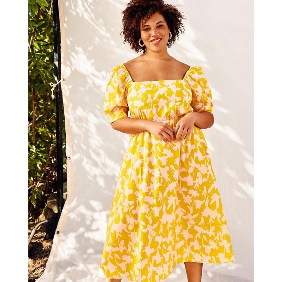 Eloquii | Dresses | Eloquii Elements Floral Midi Dress Sz 24 Square ...